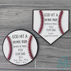 God Hit a Home Run When He Made You Our Dad Baseball Sign - Etsy