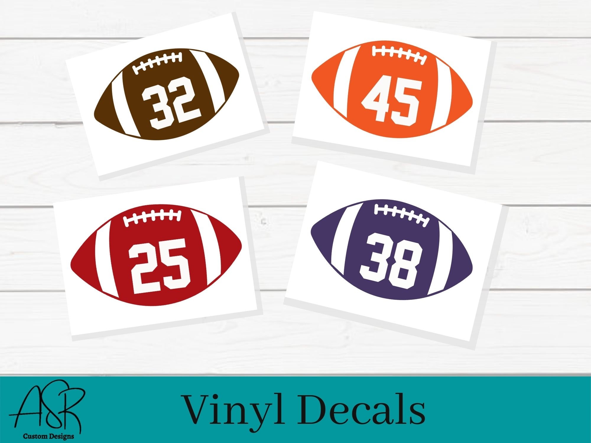 Football With Number Vinyl Decal Car Decal Cup Decal - Etsy
