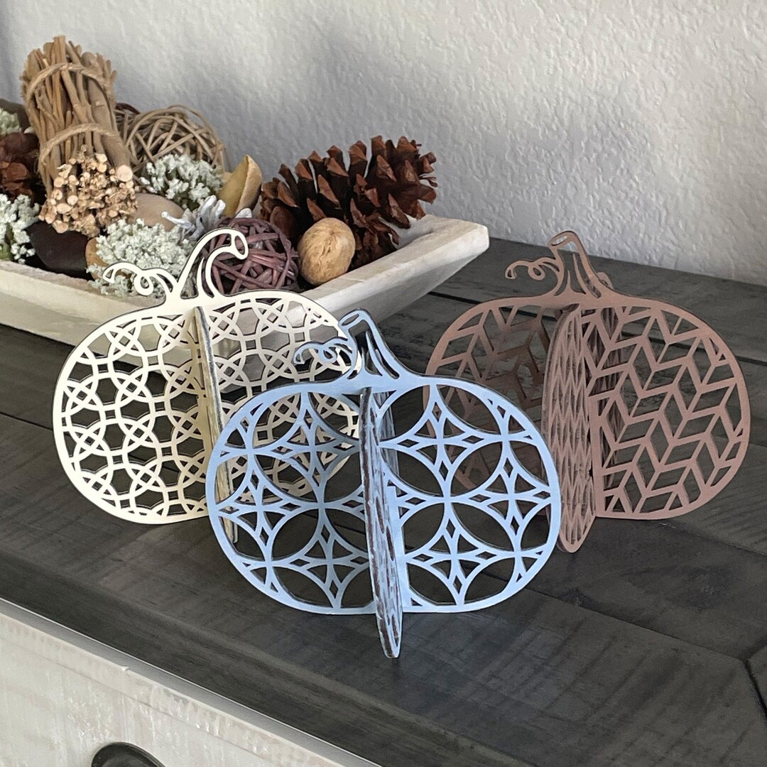 3D Wooden Pumpkins, Stand up Pumpkins, Fall Decor, Tiered Tray, Autumn ...