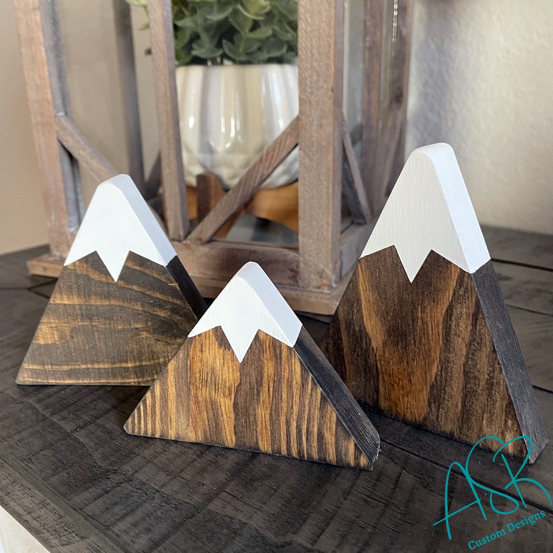 Mountain Shelf Sitters, Wooden Mountains, Minimalist Decor, - Etsy