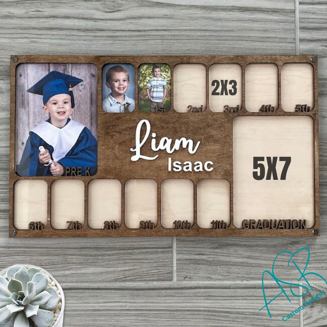 School Year Photo Frame, Pre K to Graduation Photo Display, Wood Photo ...