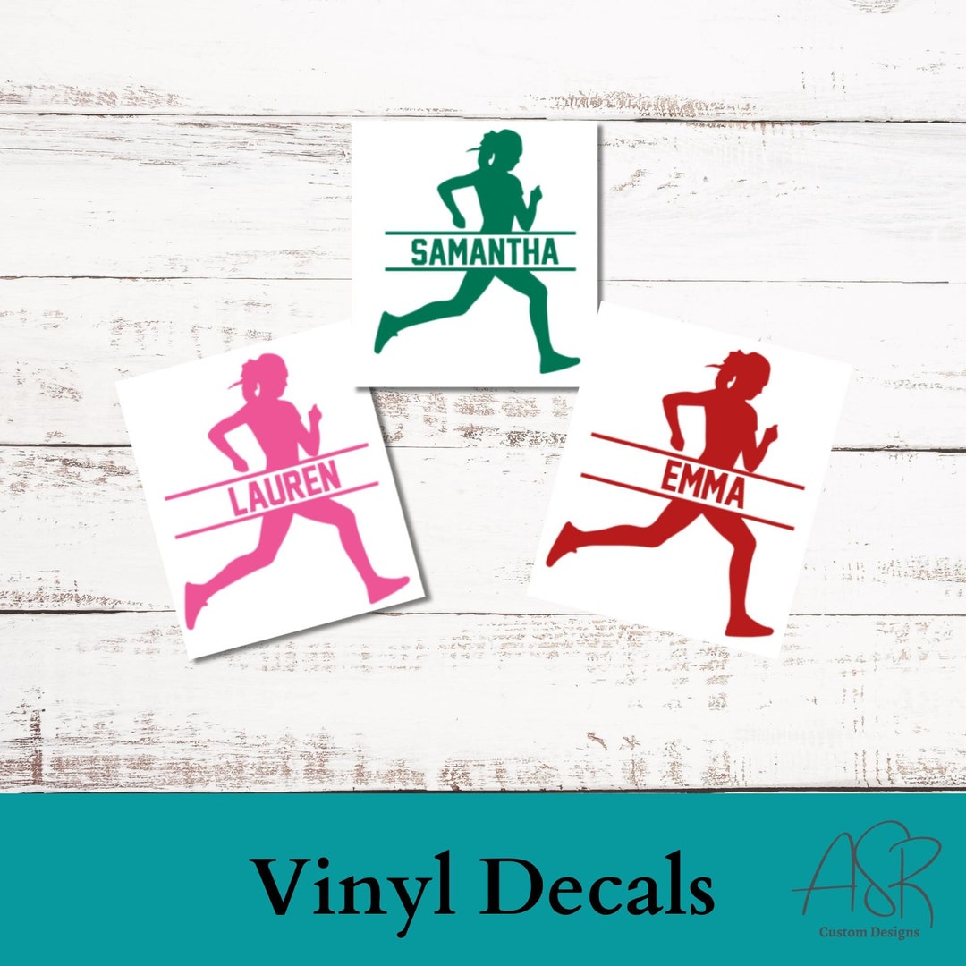 Personalized Girl Running Vinyl Decal, Girl Runner, Female Runner, Lady ...