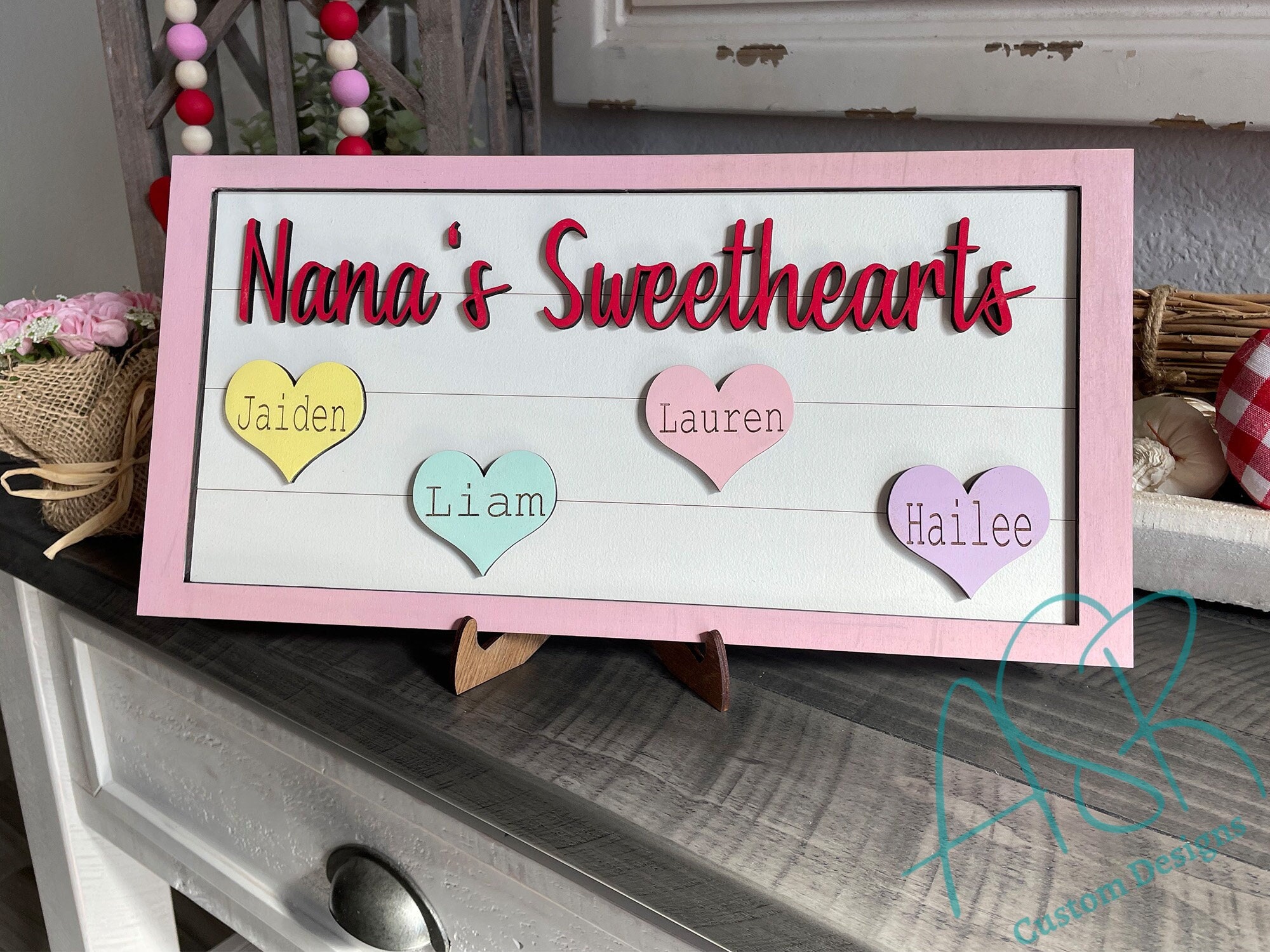 Personalized Sweetheart Wood Sign Nana's Sweethearts - Etsy
