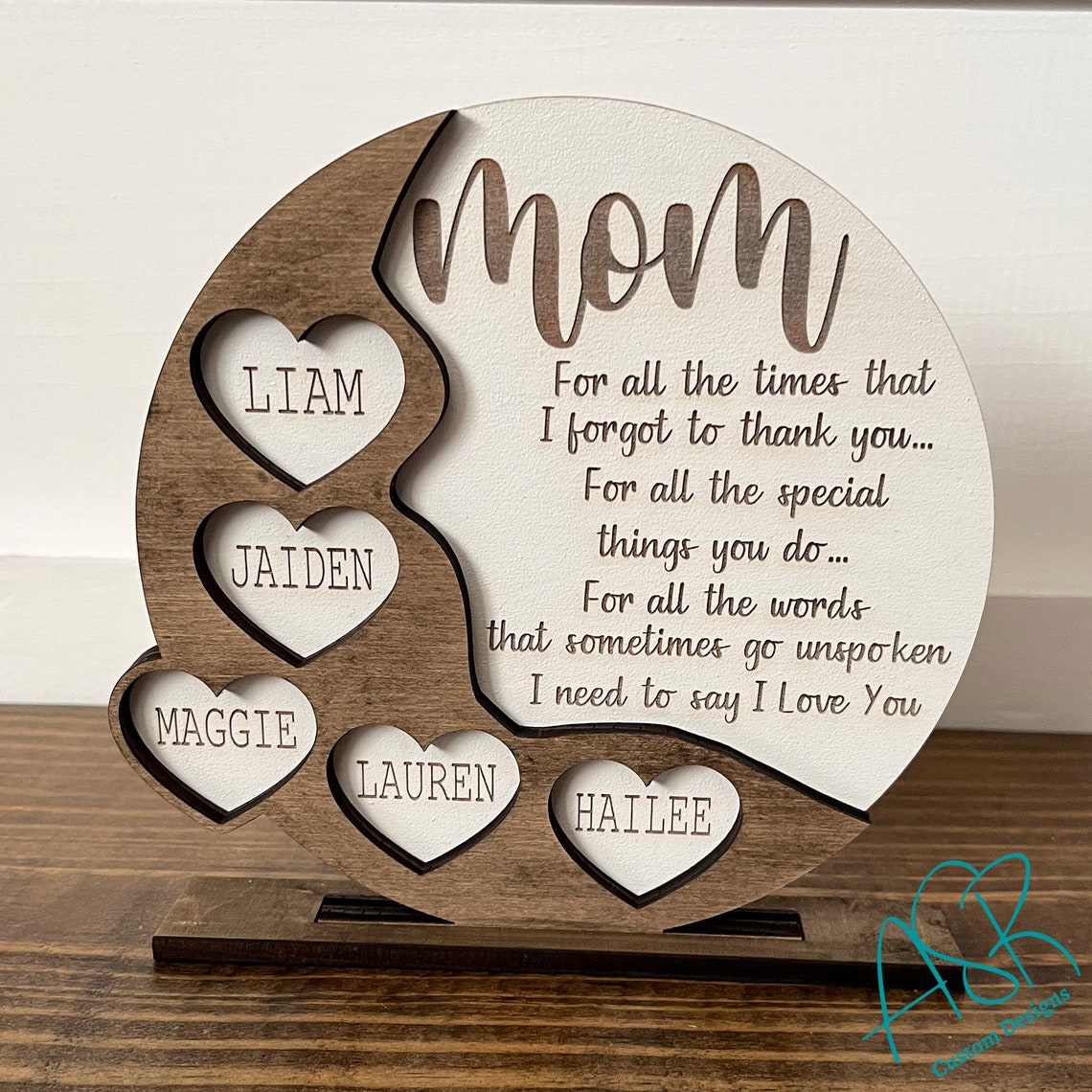 Mother's Day Personalized Round Wood Sign Thank You Mom - Etsy