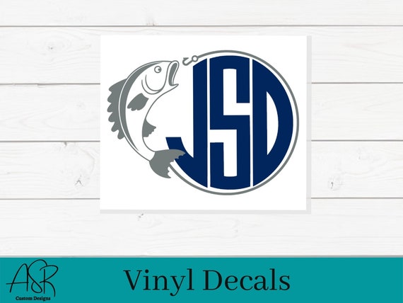 Personalized Decal Fish With Hook Monogram Decal Water - Etsy