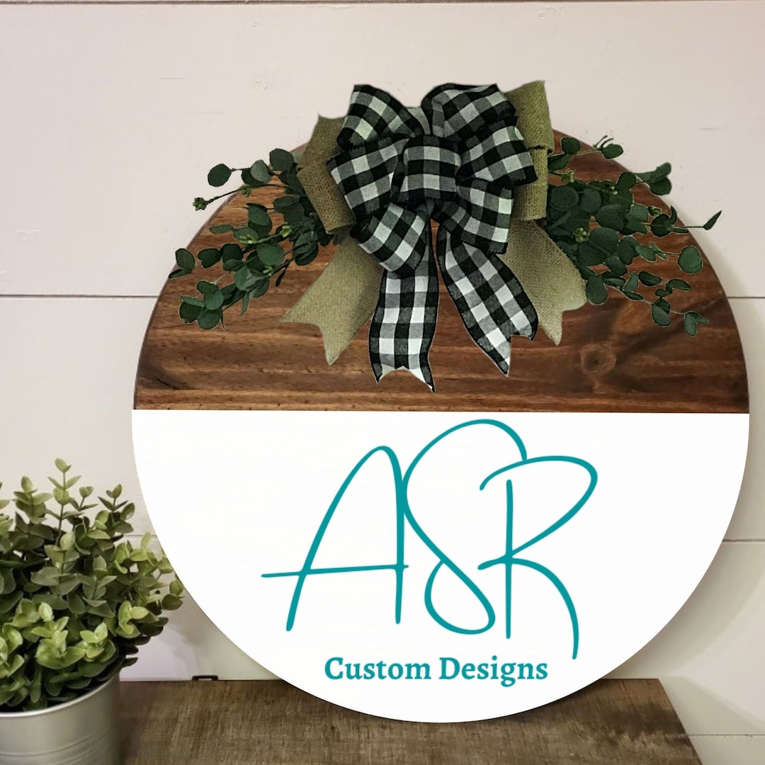Wood Sign With Bow and Greenery Mockup | White/stain | Round Sign ...