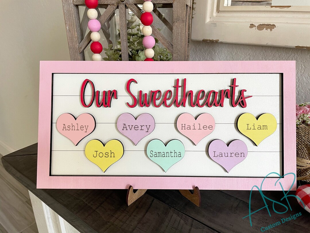 Personalized Sweetheart Wood Sign, Nana's Sweethearts, Grandma ...