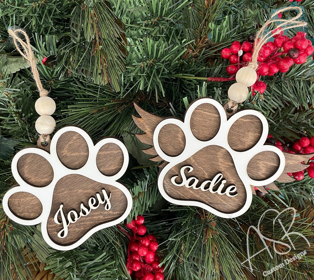 Personalized Angel Paw Print Christmas Ornament, Paw Print, Pet ...