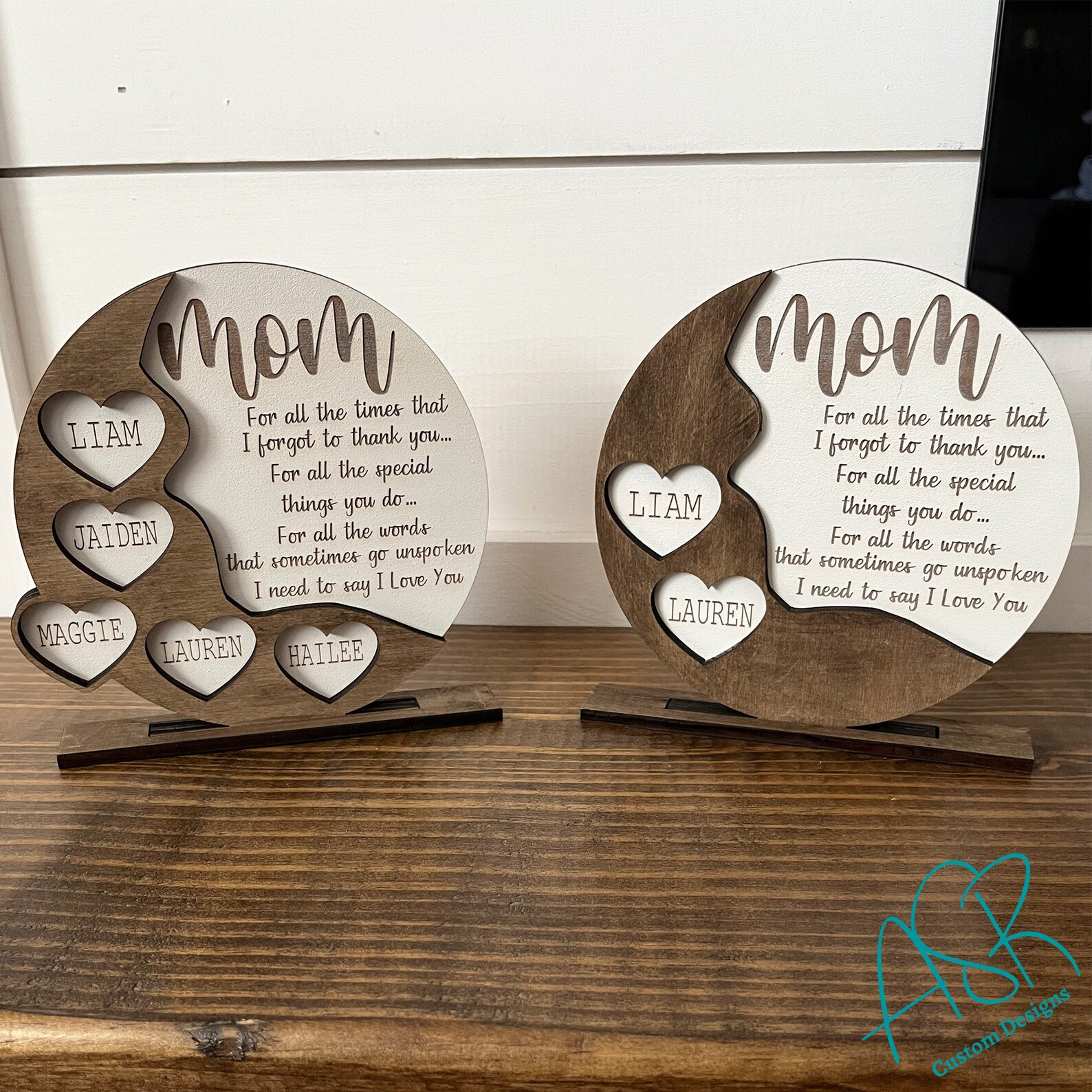 Mother's Day Personalized Round Wood Sign Thank You Mom - Etsy