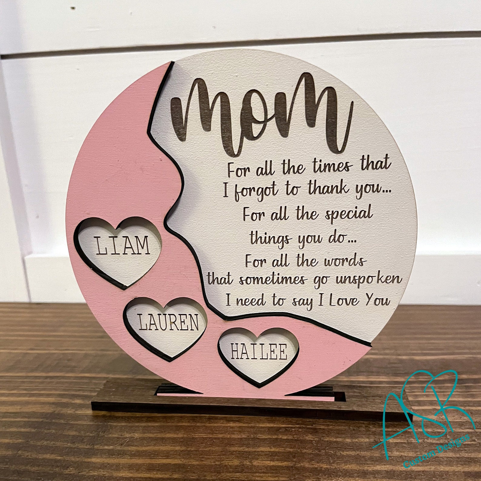 Mother's Day Personalized Round Wood Sign, Thank You Mom, Mom ...