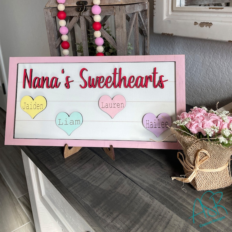 Personalized Sweetheart Wood Sign Nana's Sweethearts - Etsy