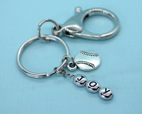Softball Keychain Personalized Softball Key Ring Stainless - Etsy