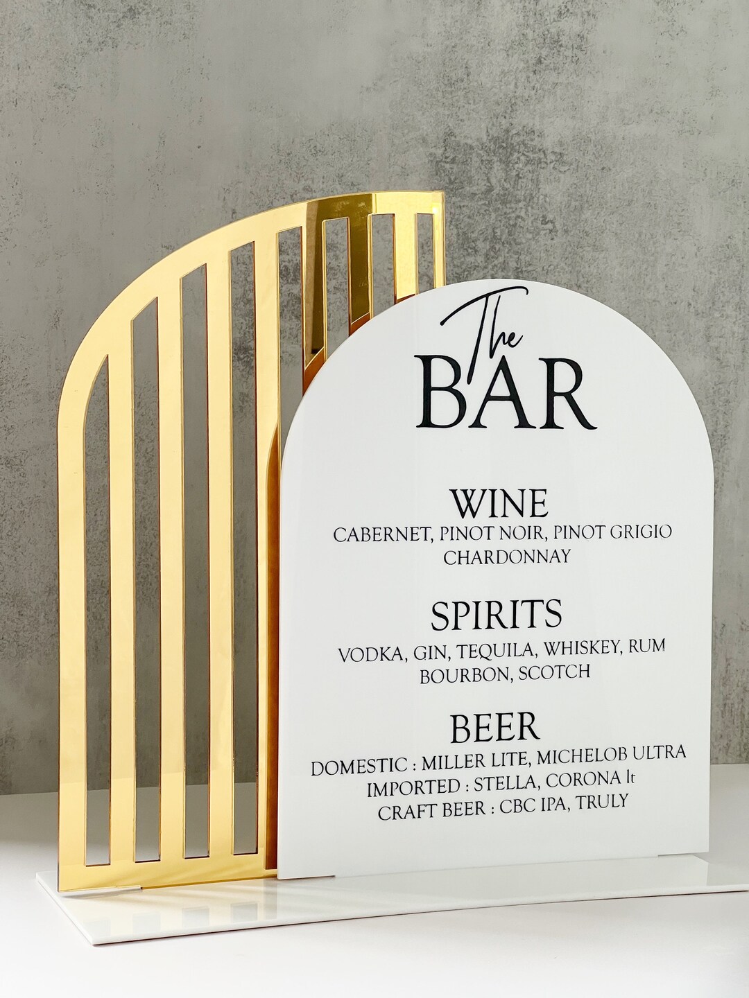 Wedding Bar Arch Sign, Double Arch Bar Signs, Drink Menu, Acrylic Sign ...