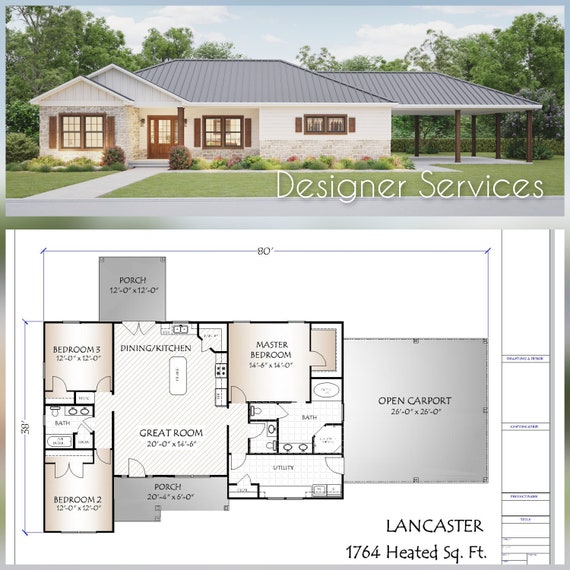 Lancaster House Plan 1764 Square Feet - Etsy