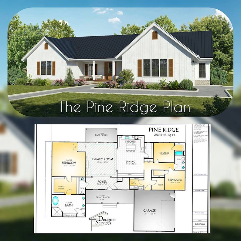 Pine Ridge House Plan, 2568 Square Feet - Etsy