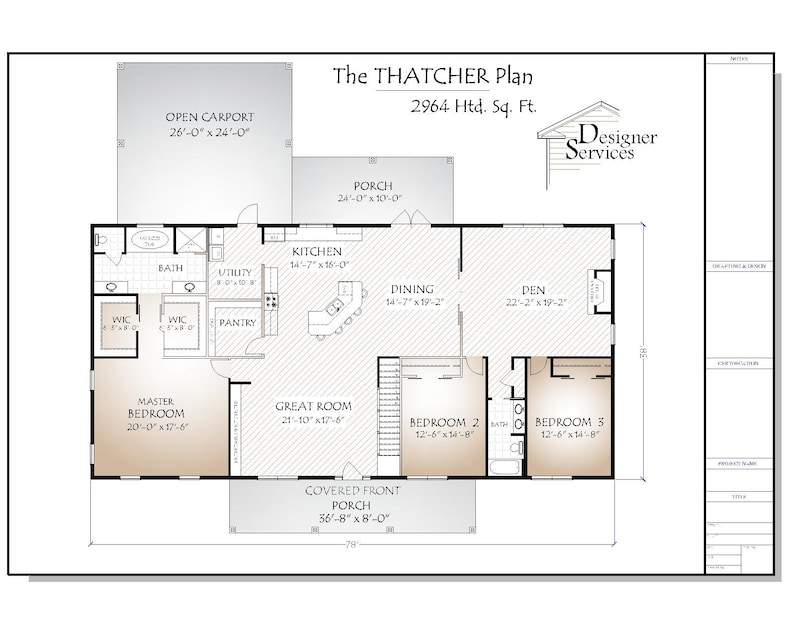Thatcher House Plan, 2964 Square Feet - Etsy Canada