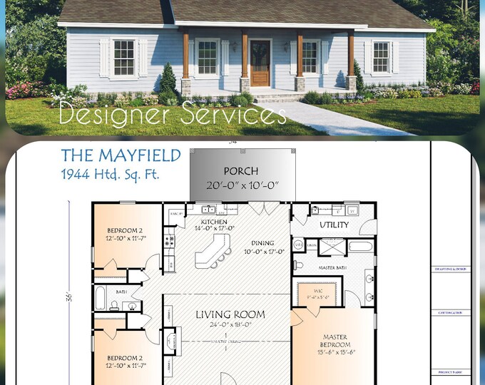 Willow Lane House Plan 1665 Square Feet - Etsy UK