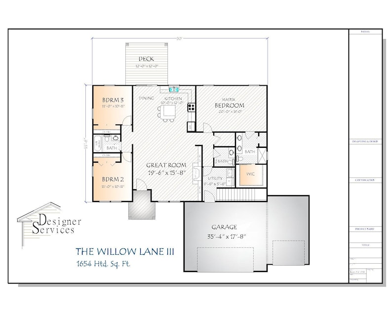 Willow Lane III House Plan, 1654 Square Feet - Etsy
