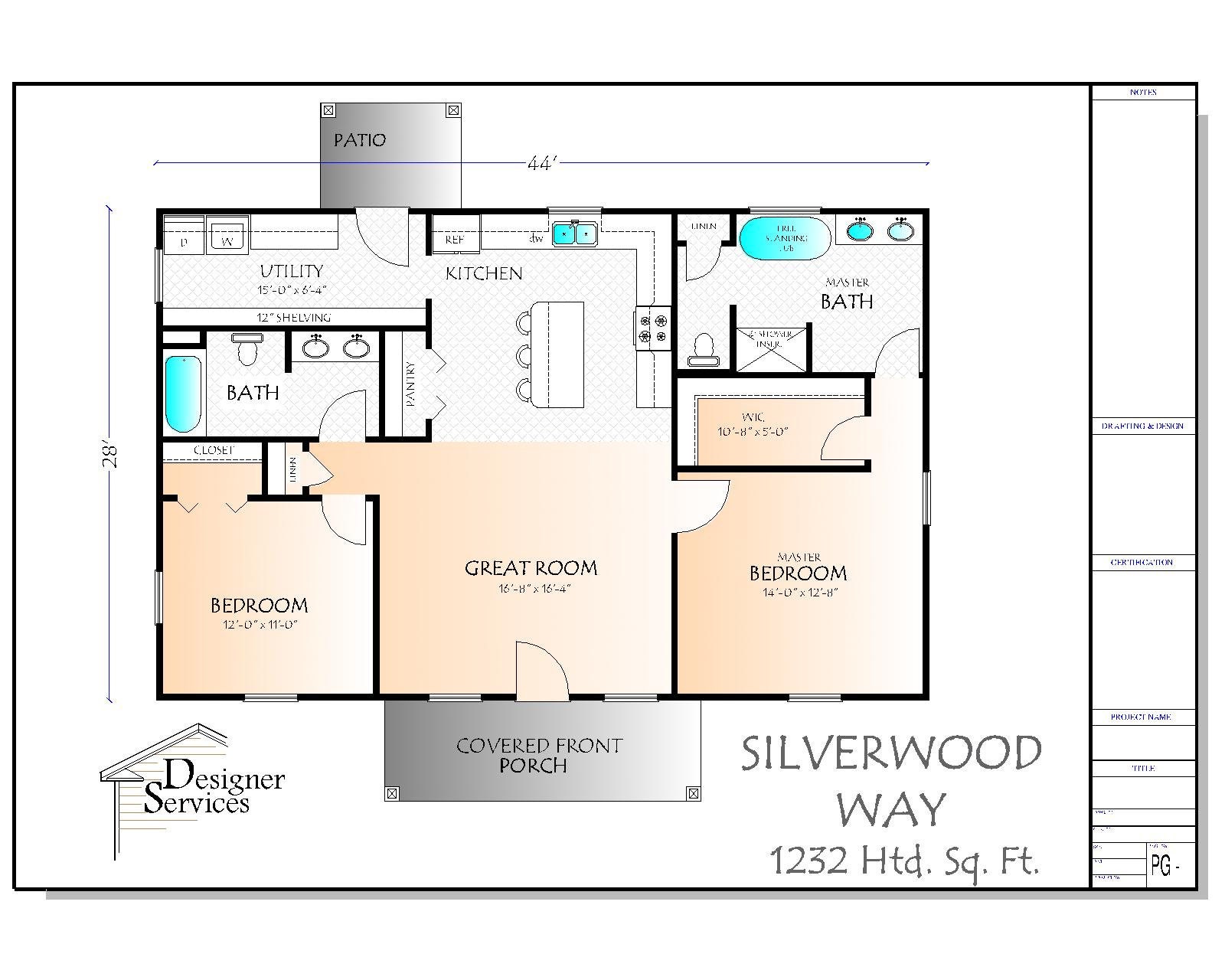 Silverwood Way Plan, 1232 Square Feet - Etsy