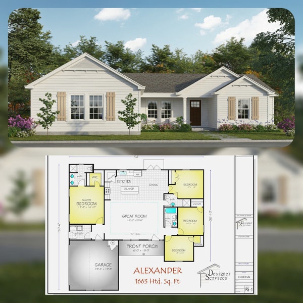 Willow Lane III House Plan, 1654 Square Feet - Etsy Canada