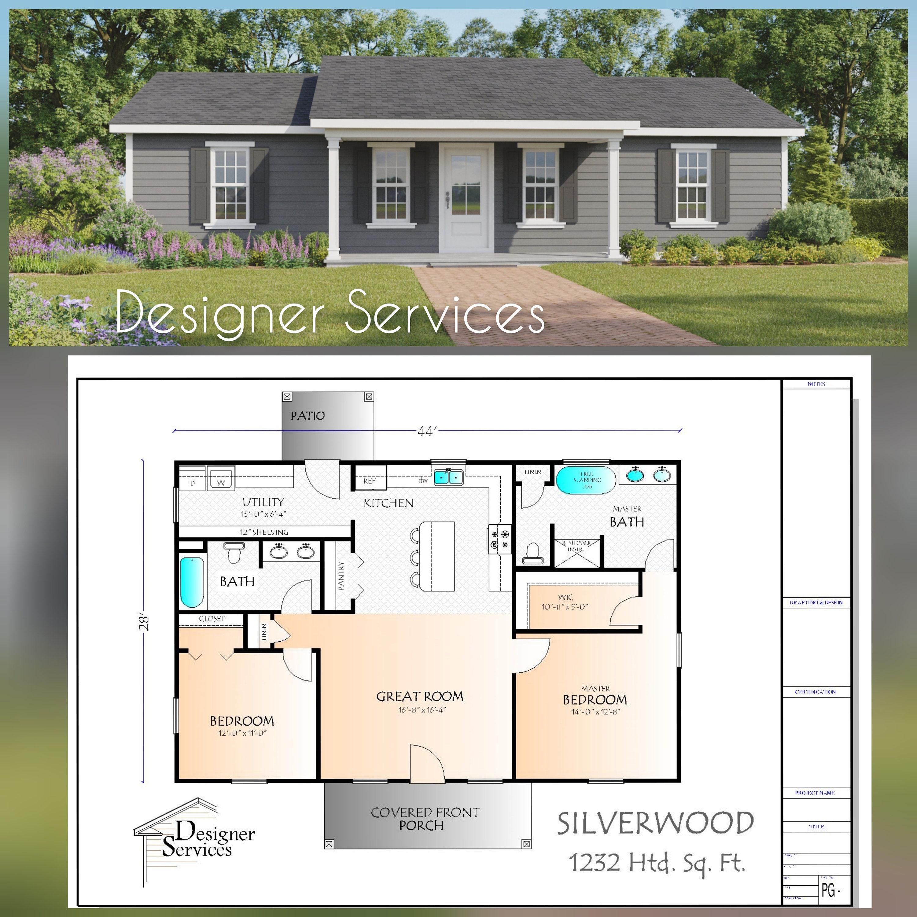 Silverwood Way Plan, 1232 Square Feet - Etsy