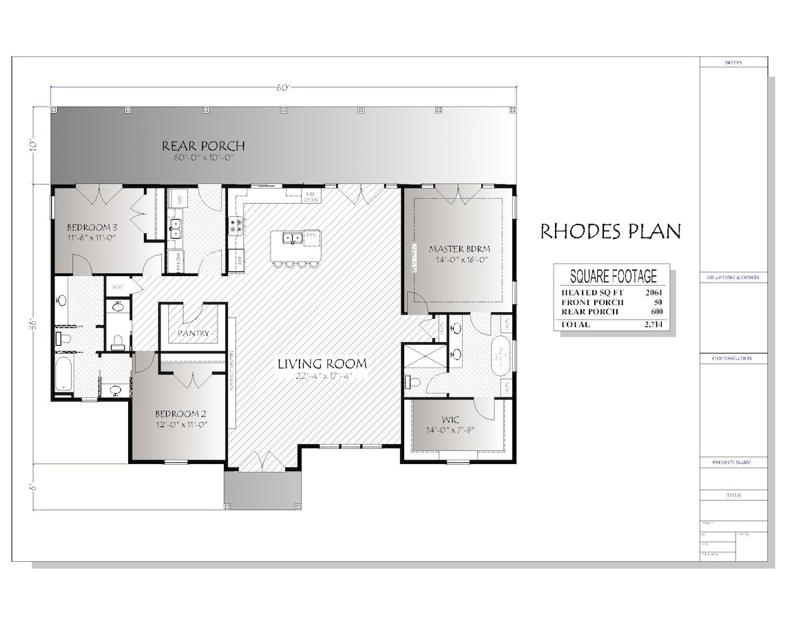 Rhodes House Plan - Etsy