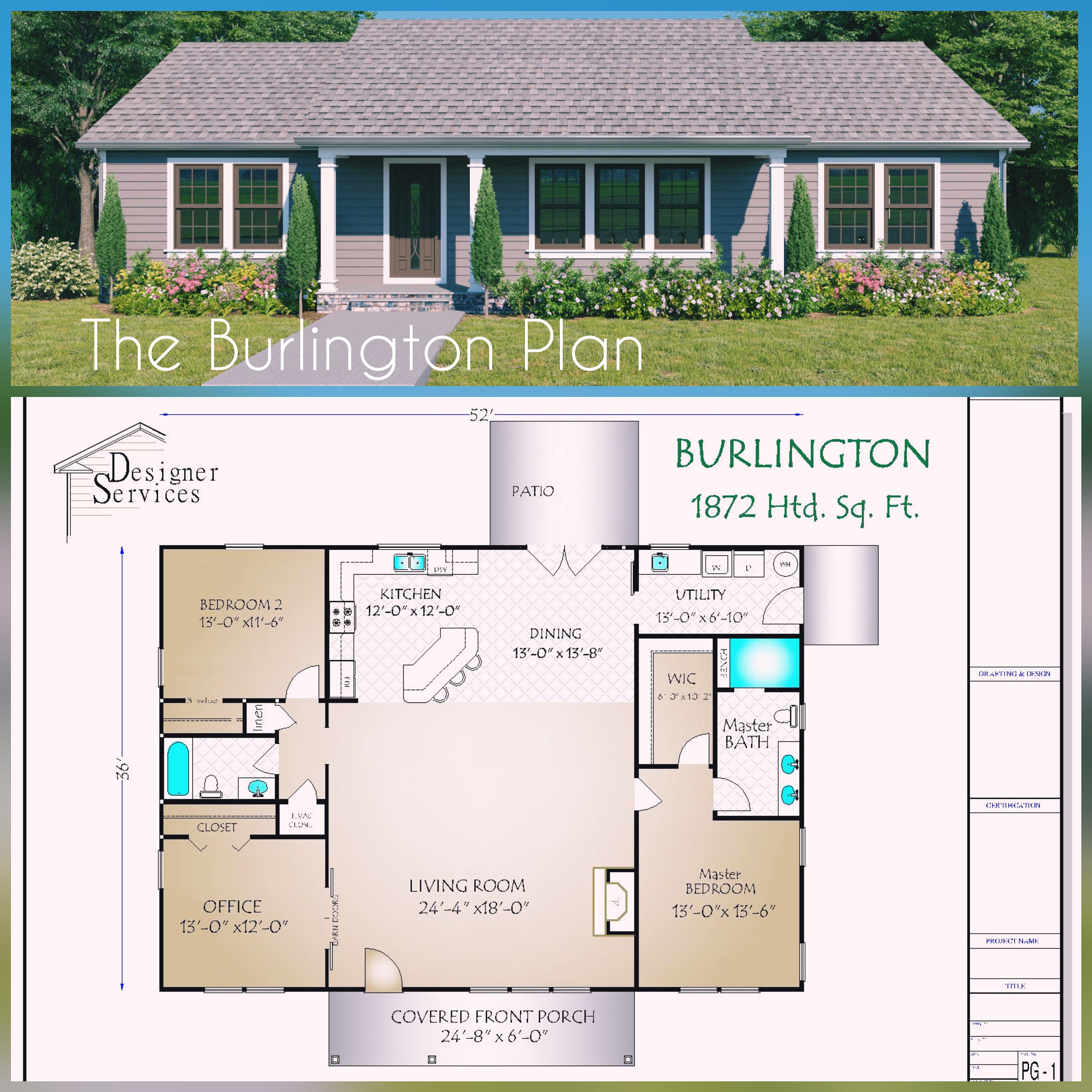 Burlington House Plan, 1872 Square Feet - Etsy