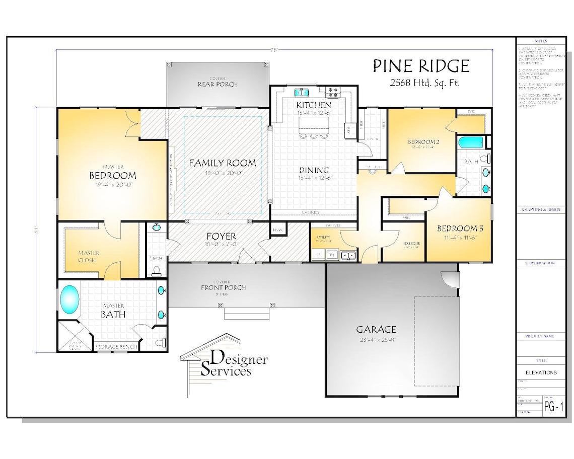 Pine Ridge House Plan, 2568 Square Feet - Etsy UK