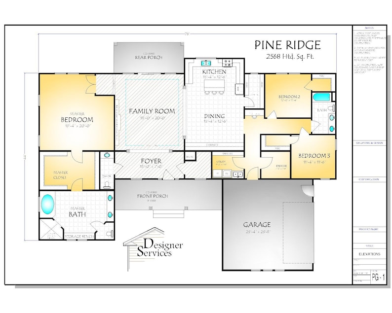 Pine Ridge House Plan, 2568 Square Feet - Etsy