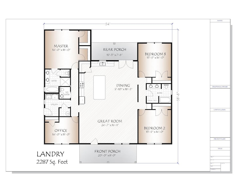 Landry House Plan, 2287 - Etsy