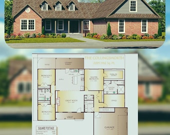Willow Lane House Plan 1664 Square Feet Gable Roof Option - Etsy
