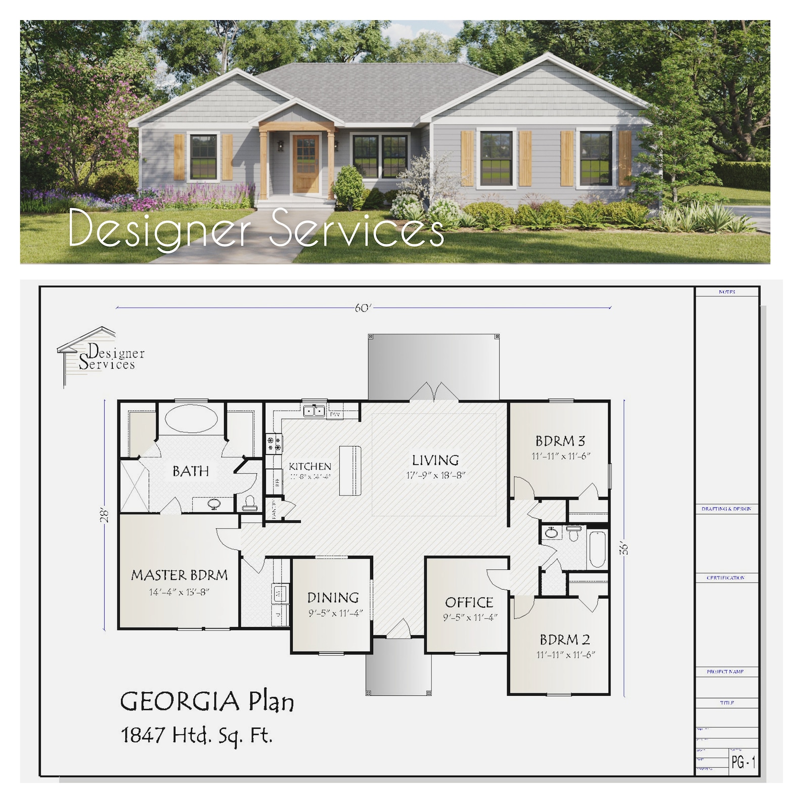 Georgia House Plan 1847 Square Feet - Etsy