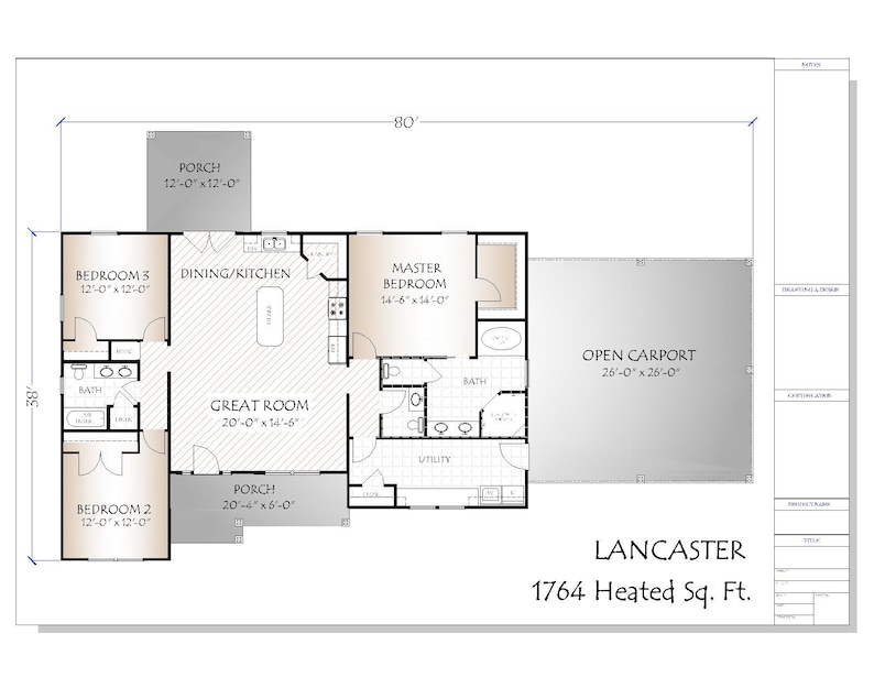 Lancaster House Plan, 1764 Square Feet - Etsy