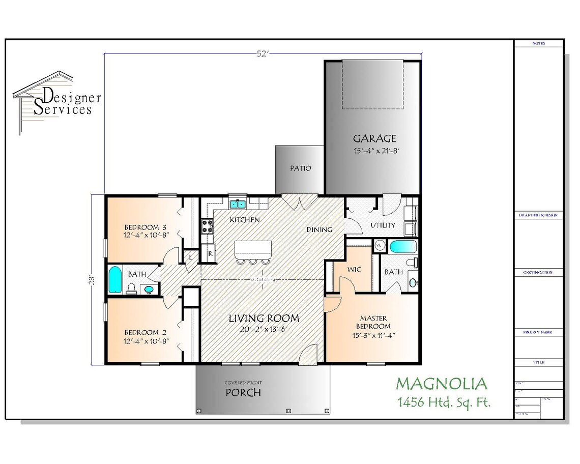 Magnolia House Plan, 1456 Square Feet - Etsy