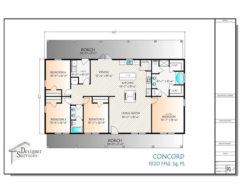 Concord Home Plan, 1920 Square Feet - Etsy