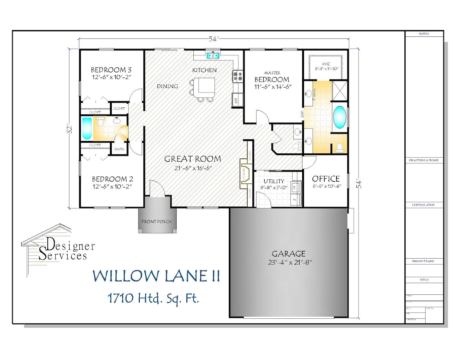 Willow Lane II House Plan, 1710 Square Feet - Etsy