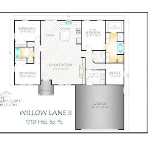 Willow Lane II House Plan, 1710 Square Feet - Etsy