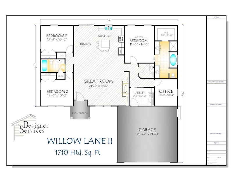 Willow Lane II House Plan, 1710 Square Feet - Etsy