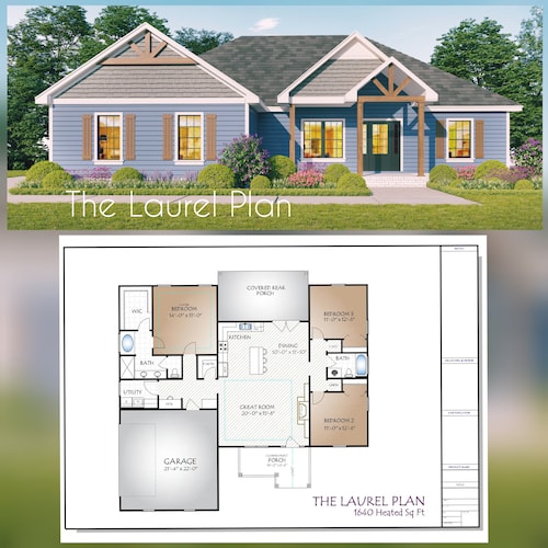 Willow Lane House Plan 1665 Square Feet - Etsy