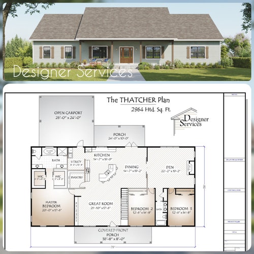 Willow Lane House Plan 1665 Square Feet - Etsy