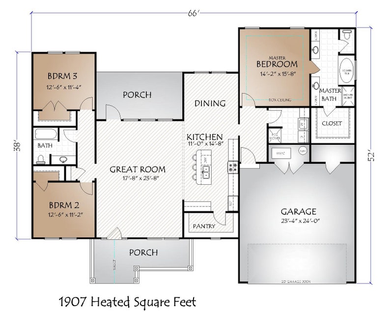 Hawthorn House Plan, 1907 Square Feet - Etsy