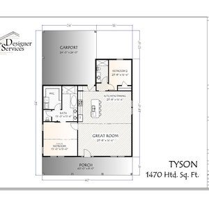 Tyson Plan, 1470 Heated Square Feet - Etsy