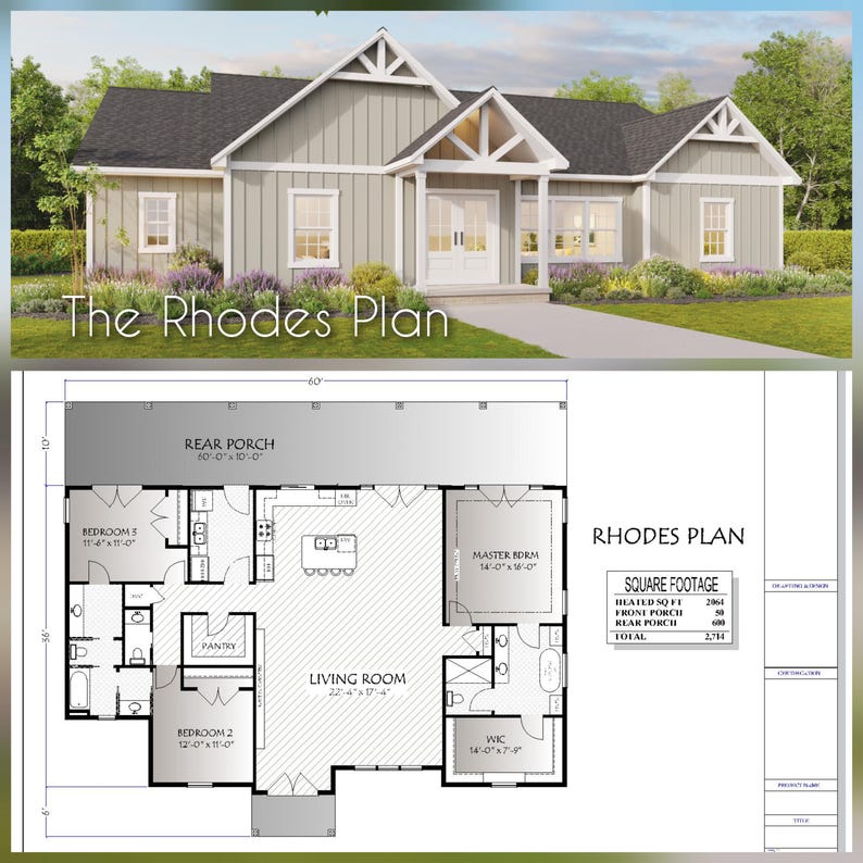 Rhodes House Plan - Etsy
