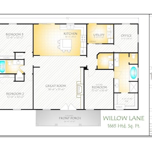 Willow Lane House Plan, 1665 Square Feet - Etsy