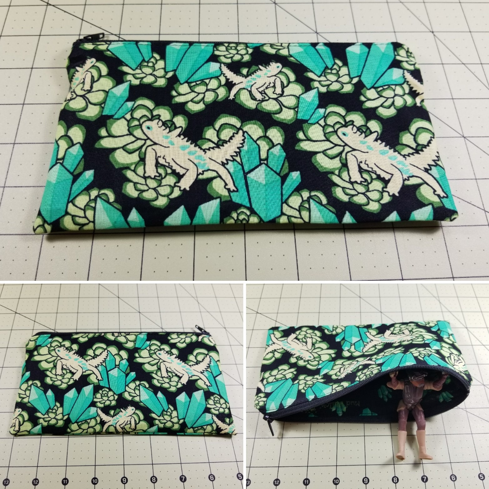 Small Crystal Lizard Succulent Zipper Pouch Pencil Pouch Cosmetics ...