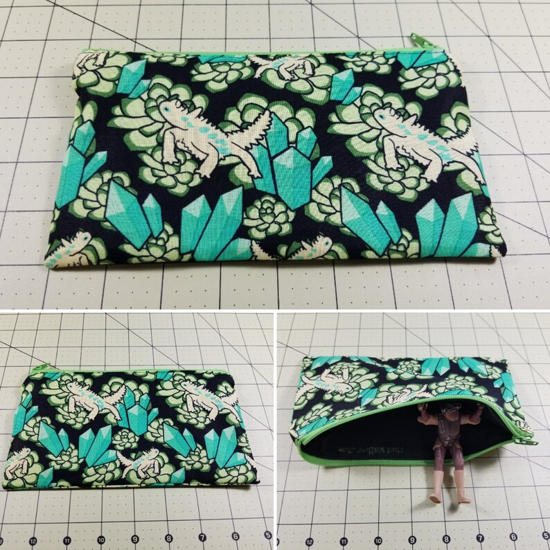 Small Crystal Lizard Succulent Zipper Pouch Pencil Pouch Cosmetics ...