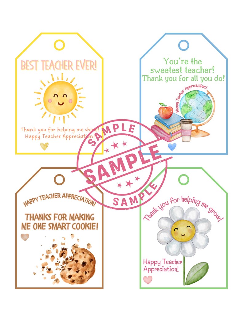 Teacher Appreciation Gift Tags | Low-ink Printable | Instant Download ...