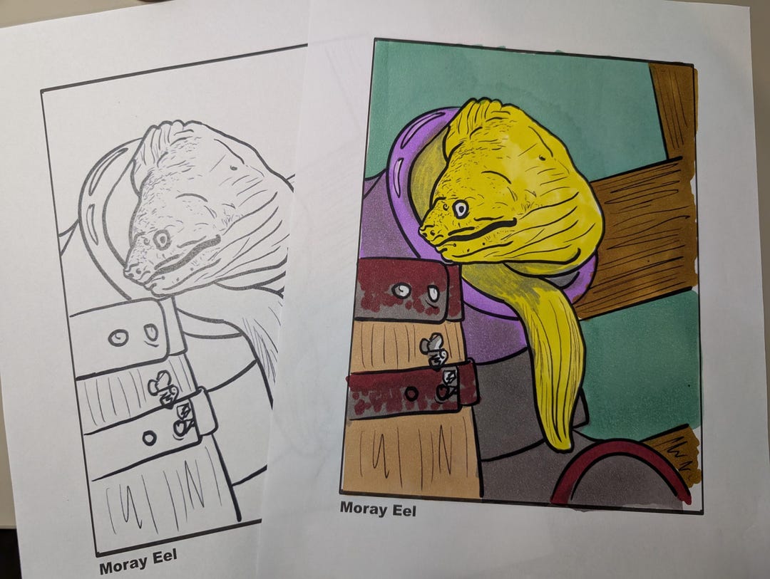 Moray Eel Printable Coloring Sheet - Etsy