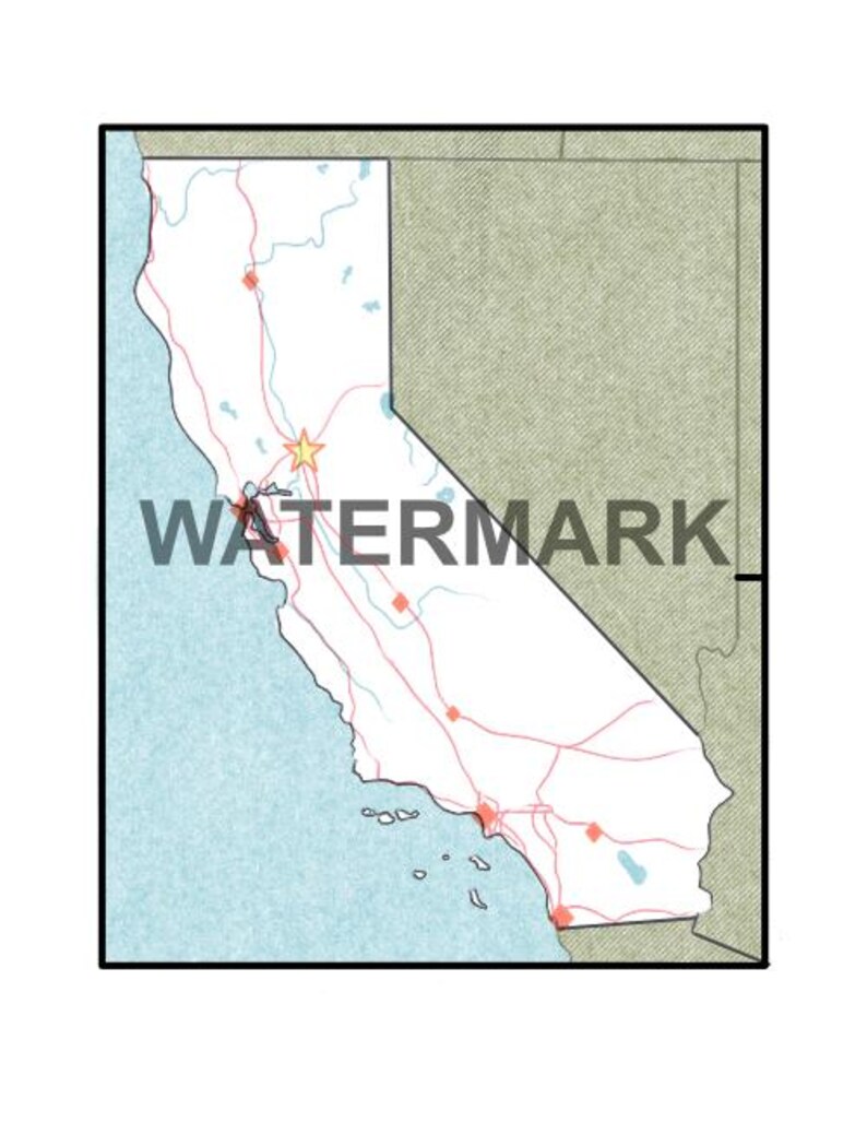 California Printable Fill-in Map - Etsy