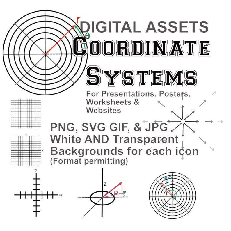 Coordinate System Vector Clip Art Etsy